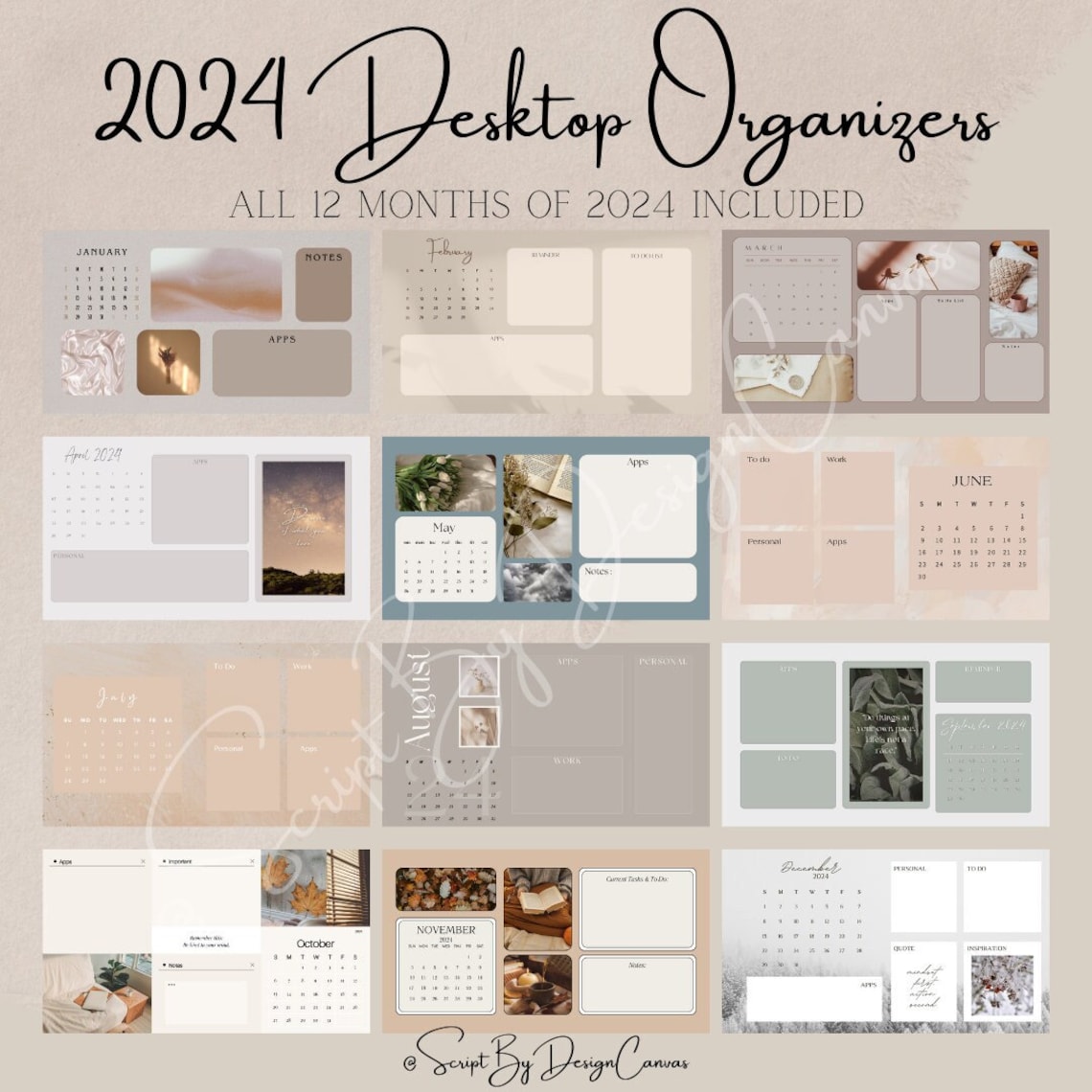 2024 Desktop Organizer Wallpaper | January 2024-december 2024 | Desktop ...