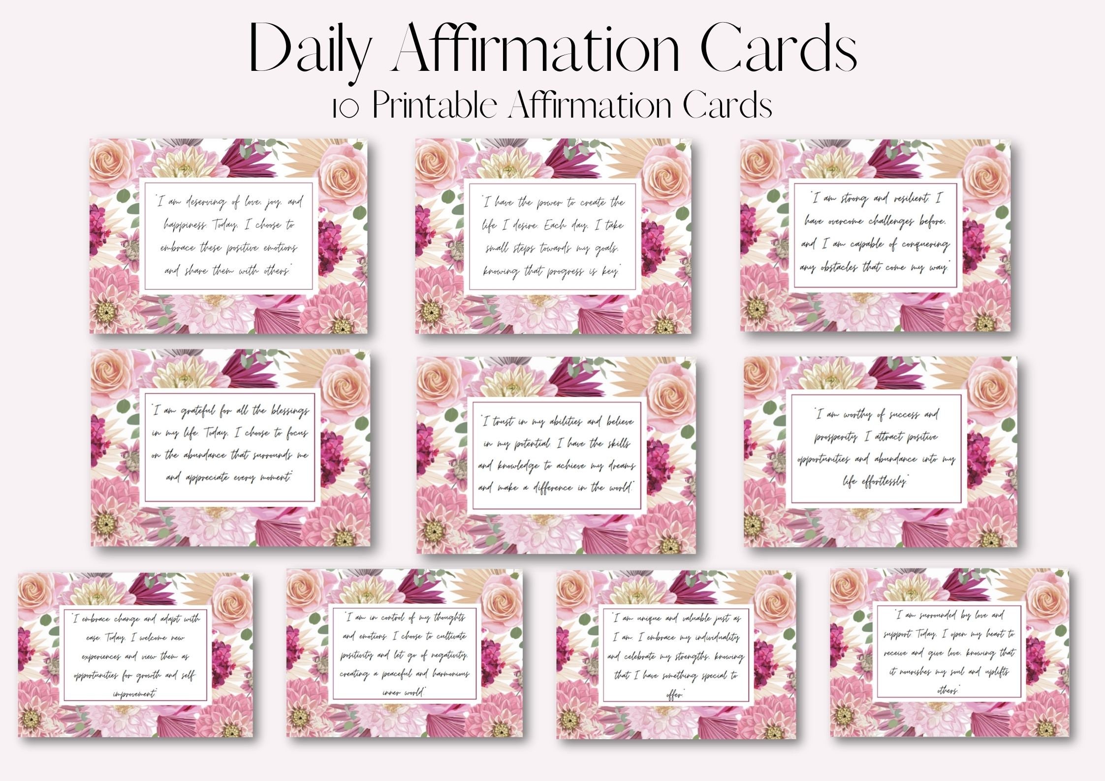 Daily Affirmation Cards, Printable Affirmation Cards, Motivational ...