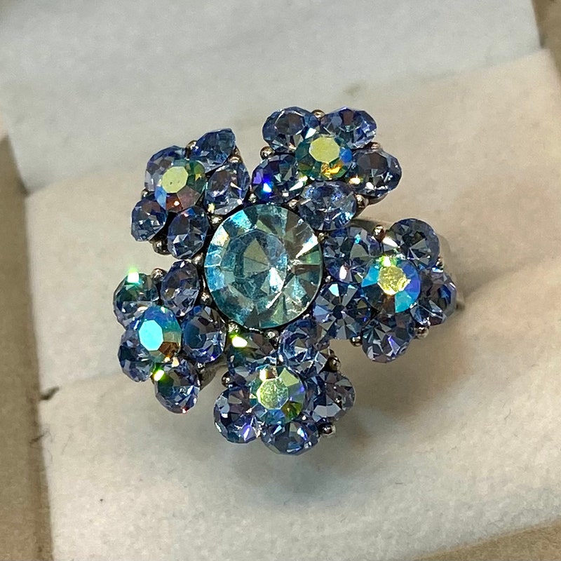 Blue Flower Ring - Etsy