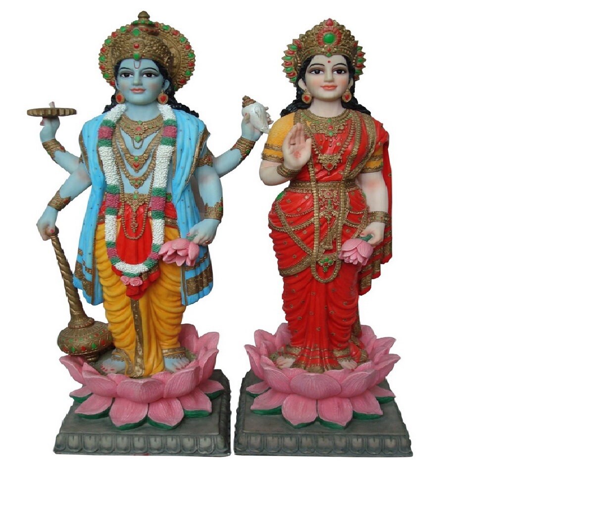 Vishnu Laxmi Standing on Lotus Flower seperate Base - Etsy