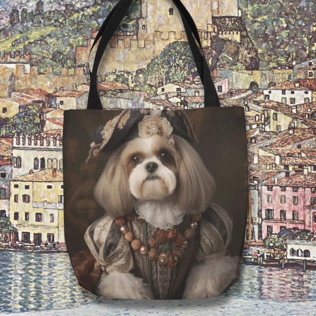 Christmas Shih Tzu Tote Bag Gift for Renaissance Art Lovers ...