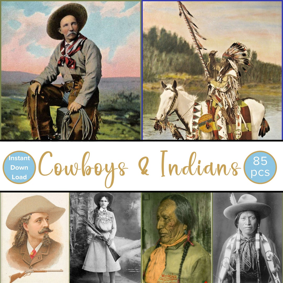 Vintage Cowboys & Indians Wall Collage Kit, Cowboys Aesthetic Photo 4 X ...