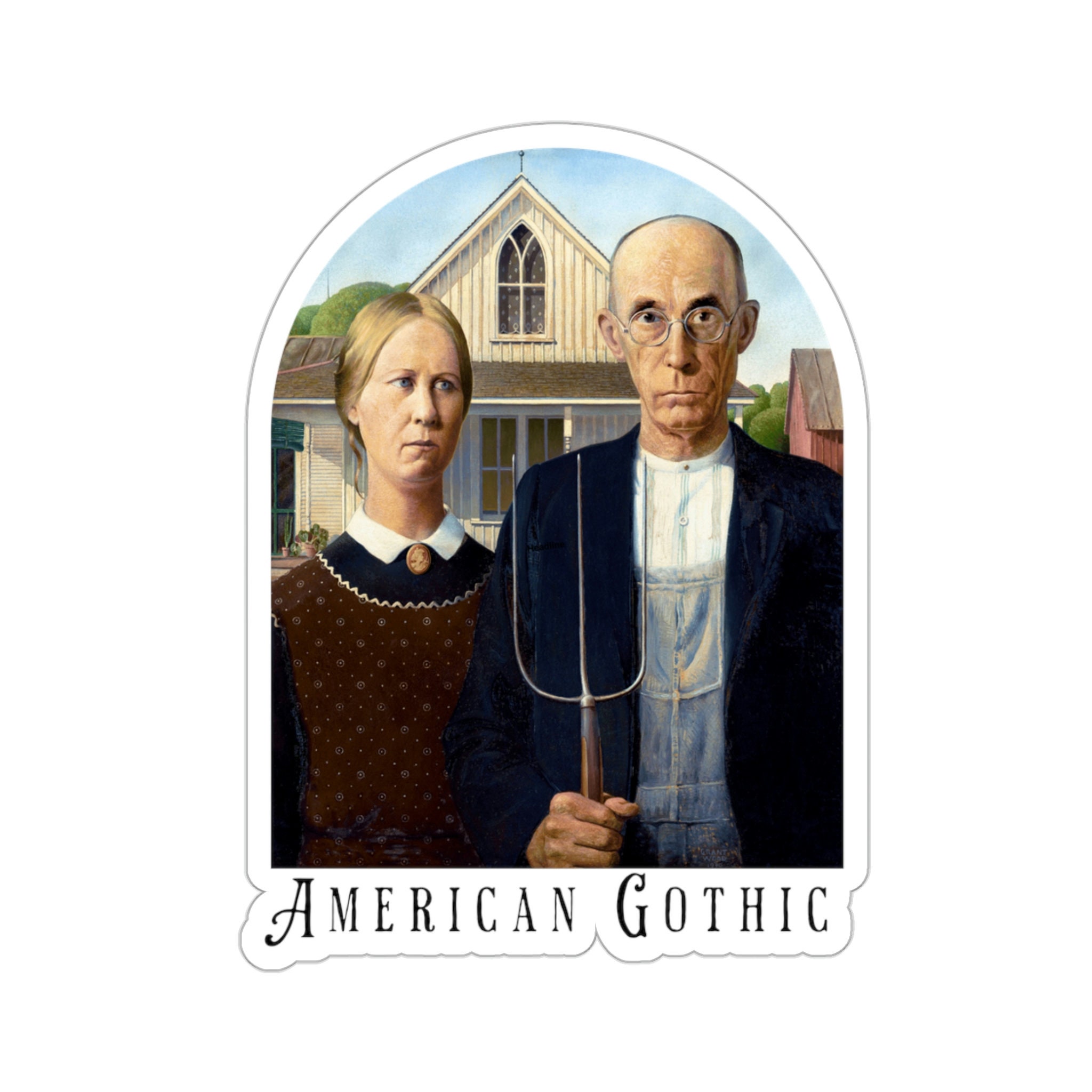 Farmer Couple Sticker, American Gothic Sticker, Grant Wood Art ...