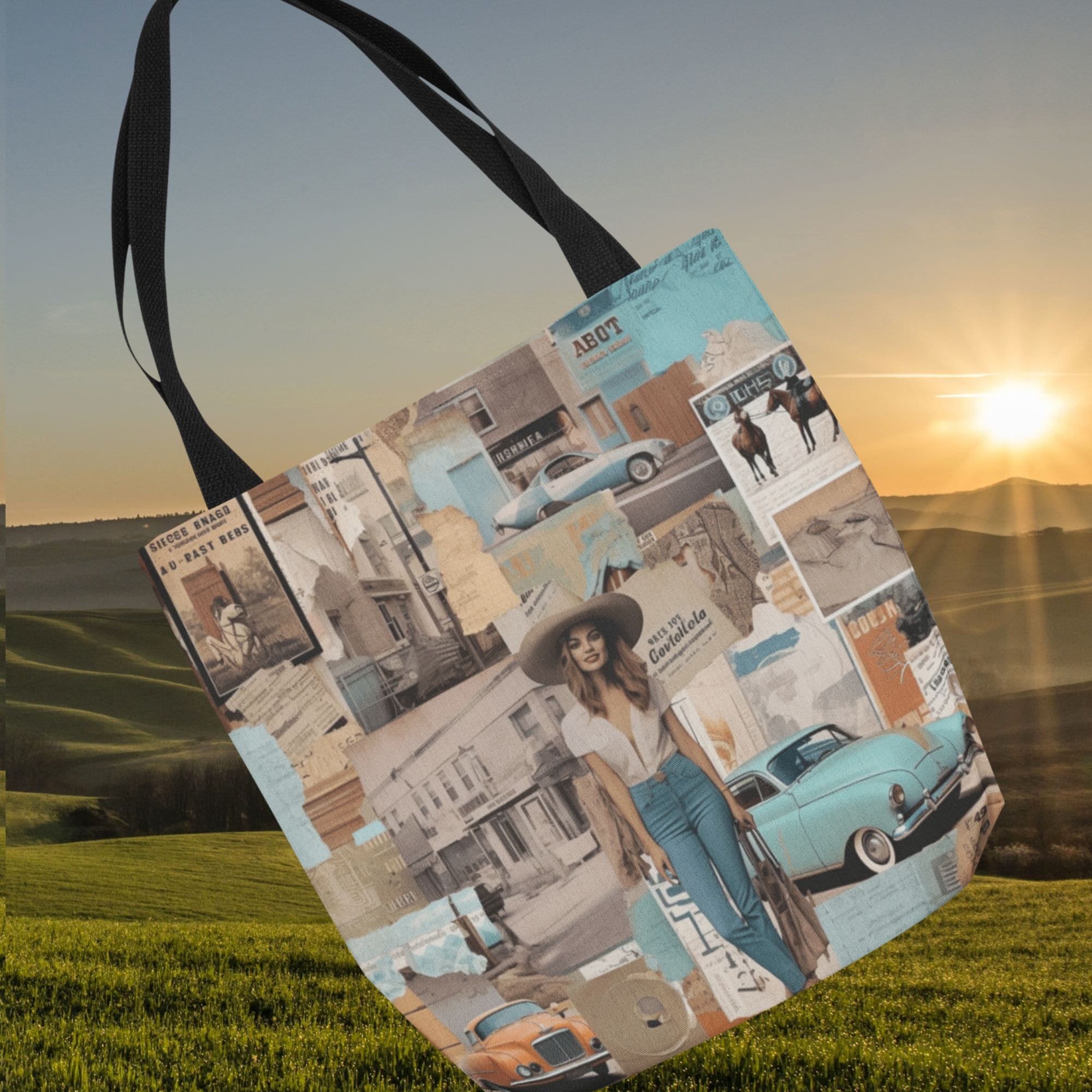 Western Tote Bag, Wild West Cowboy Bag, Turquoise Beiges, Classic ...