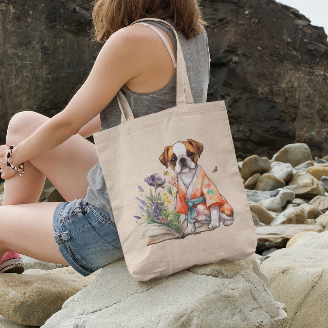 Boxer Dog Tote Bag for Reading Teacher, Dog Tote for Boxer Mom Gift ...