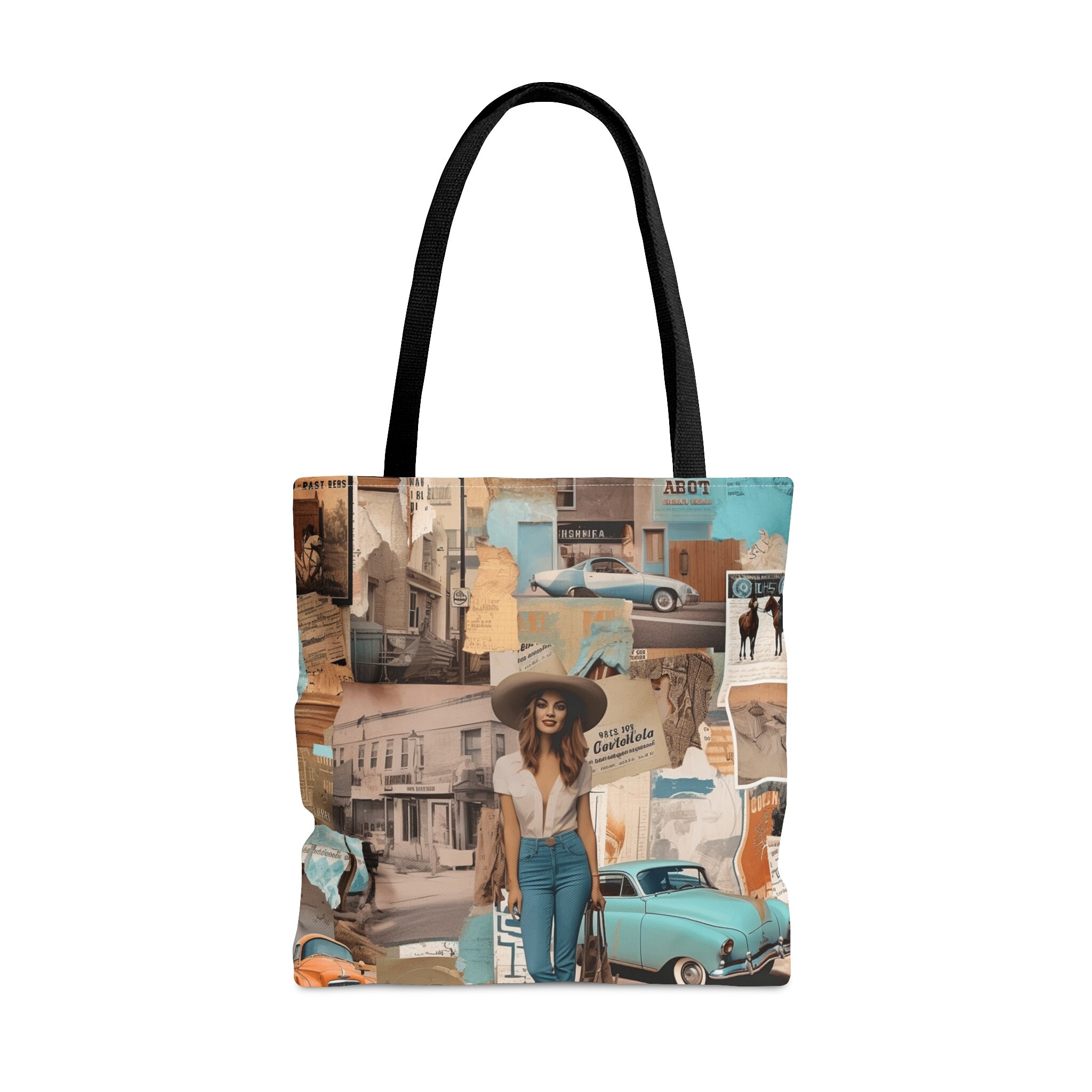 Western Tote Bag, Wild West Cowboy Bag, Turquoise Beiges, Classic ...