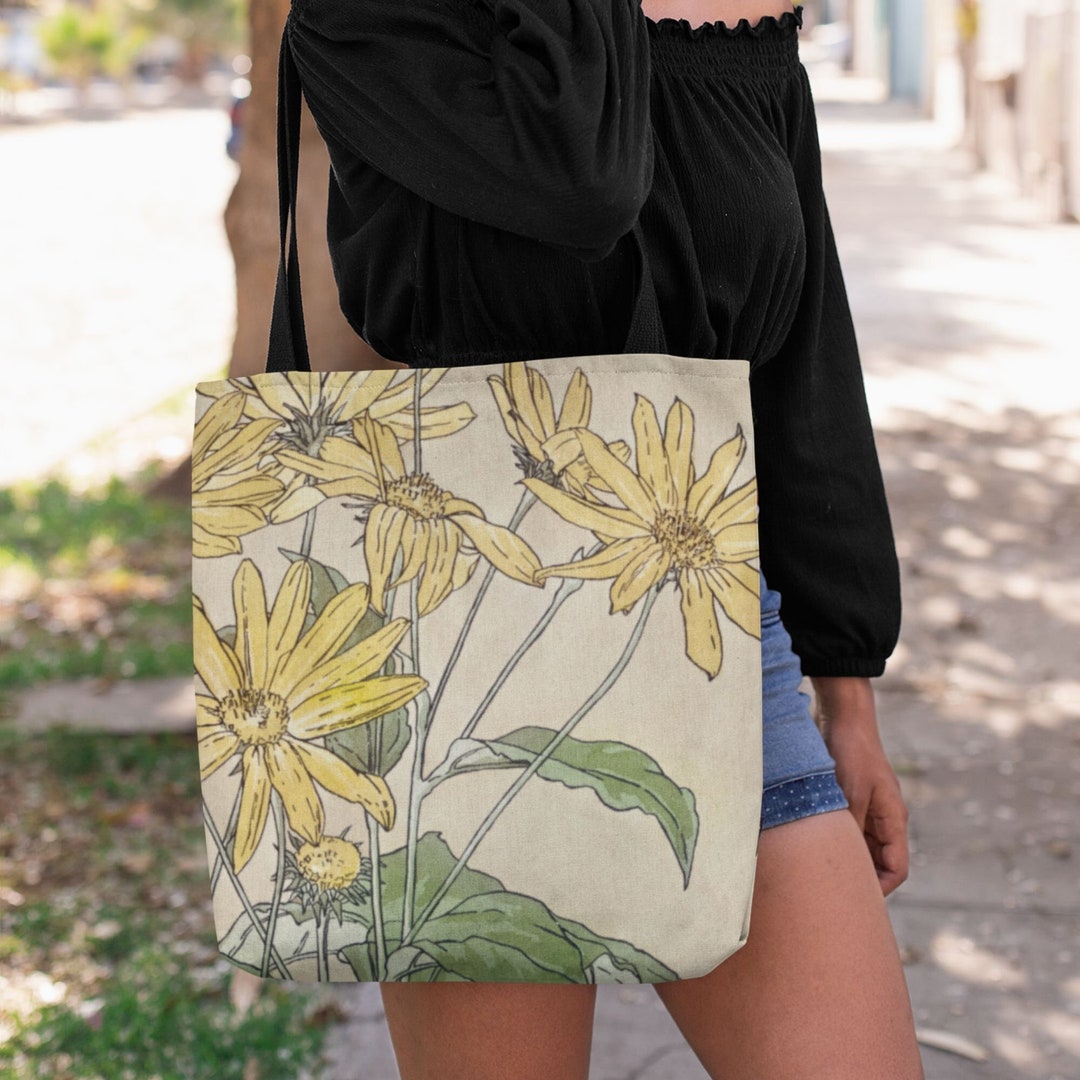 Sunflower Field Tote Bag, Cottagecore Tote Bag, Light Academia Tote Bag ...