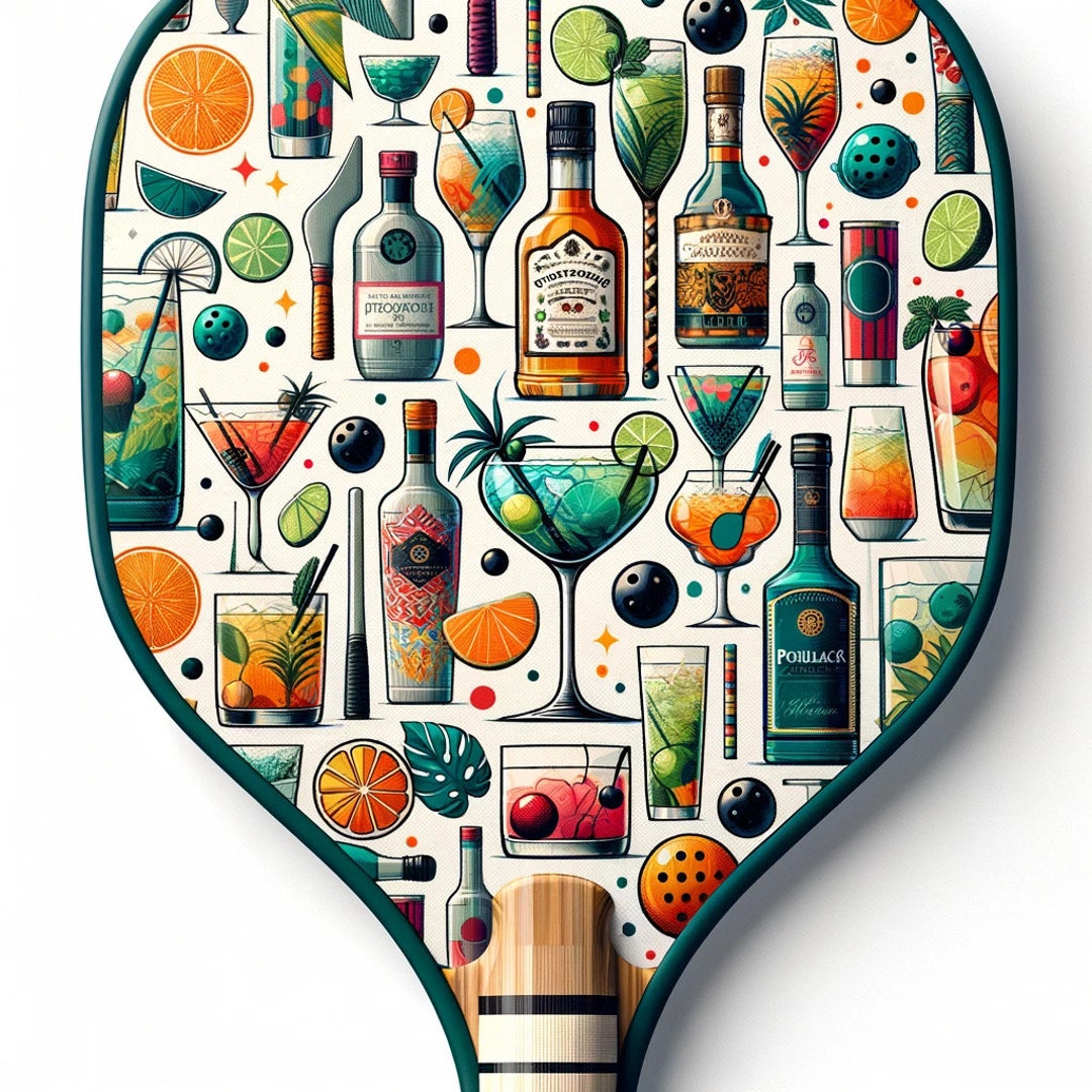 Cocktail Themed Pickleball Paddle Design Sticker - Removable Surface ...