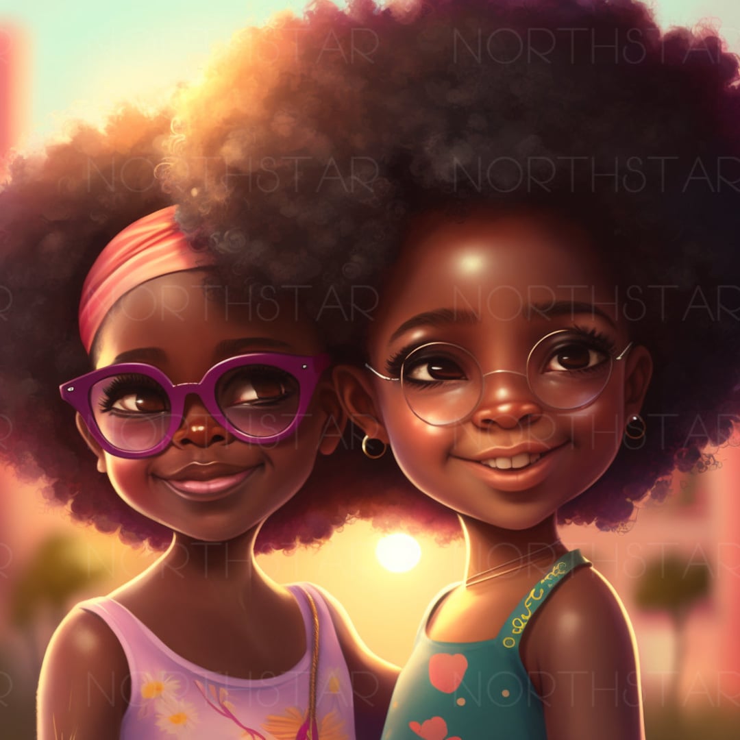 5 Watercolor Girls Black Girl Clipart PNG Files African - Etsy