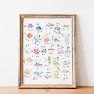 Ocean Themed Alphabet Poster, English Alphabet Print, Neutral ...
