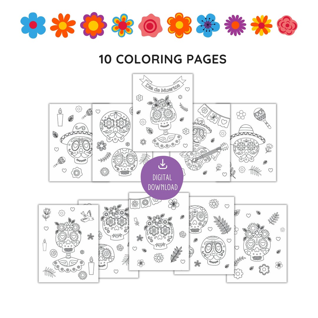 Day of the Dead Kids Coloring Pages, Printable for Kids, Dia De Los ...