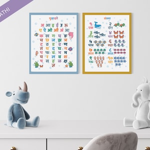Marathi Alphabet and Number Posters for Playroom, Classroom, or ...