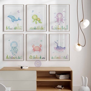 Under the Sea Nursery Prints, Nautical Ocean Animal Posters, Boy ...