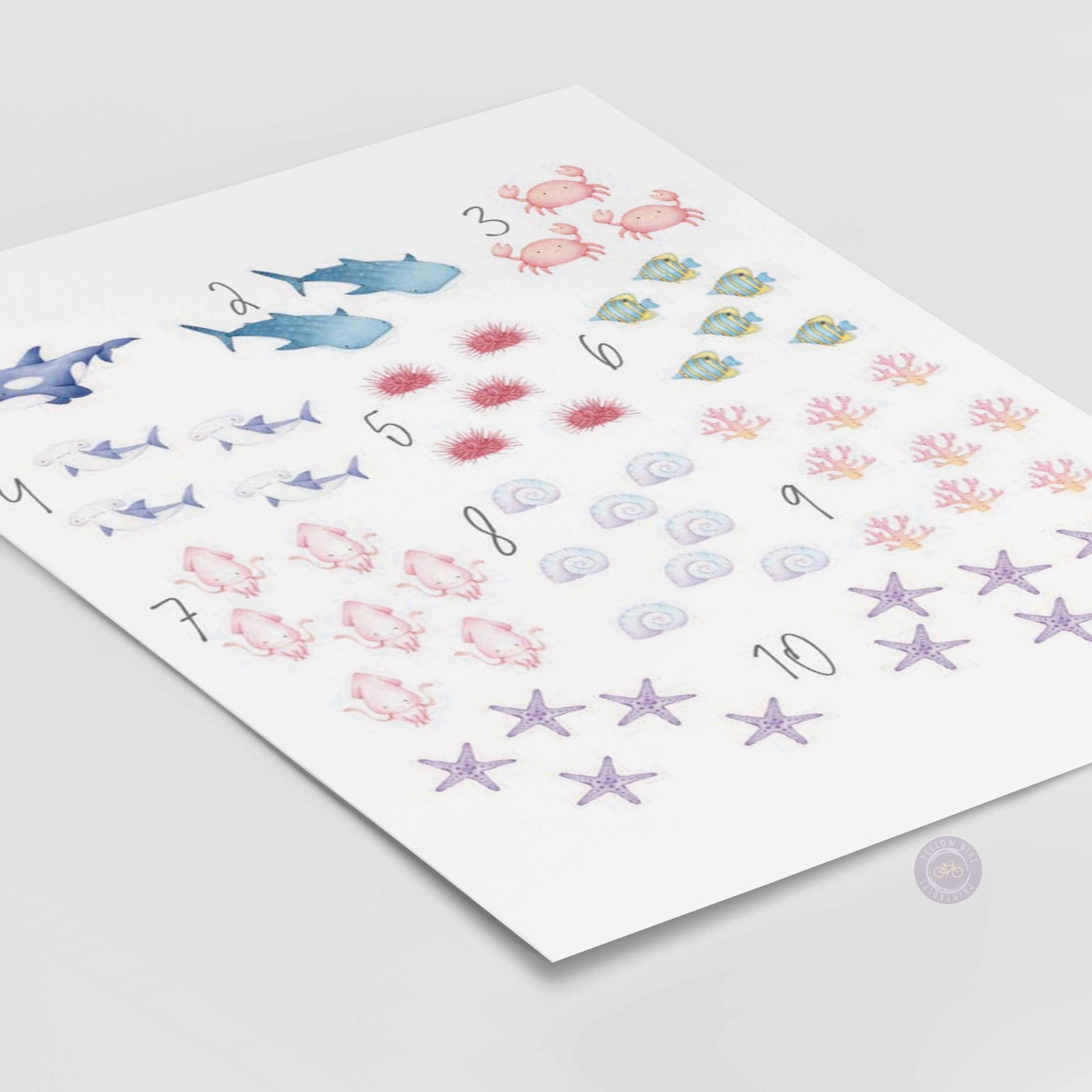 English Alphabet and Number Posters, Colorful Educational Charts, Ocean ...