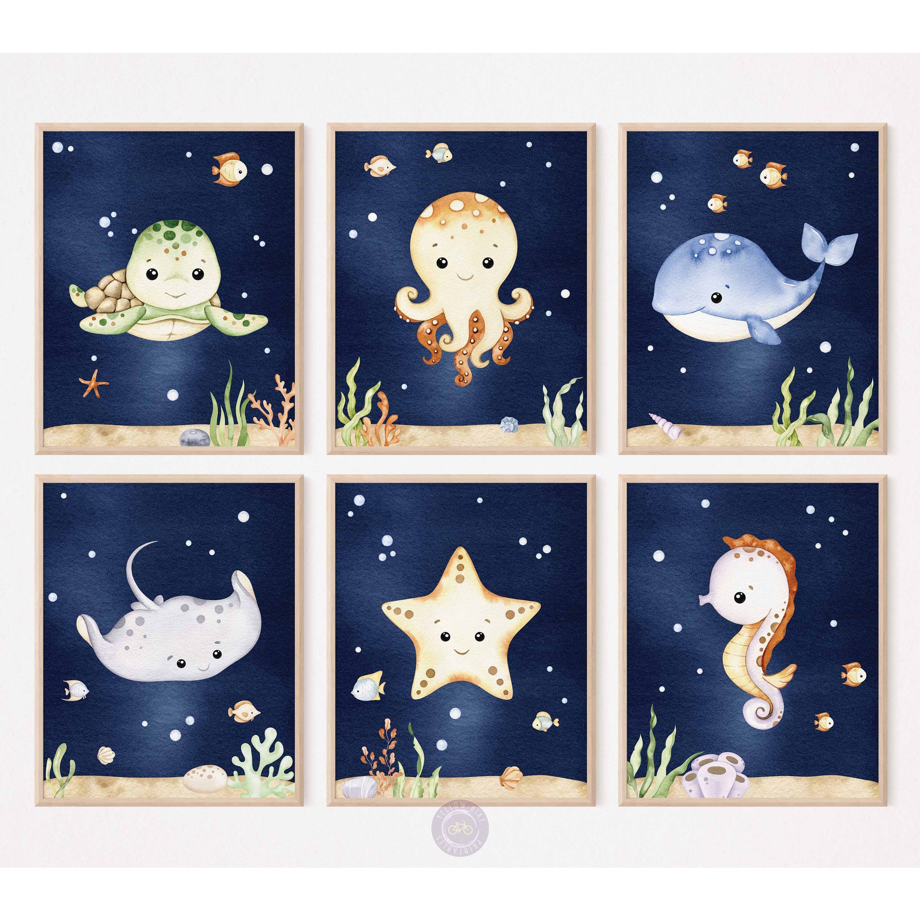 Marine Animal Posters for Baby Room, Ocean Theme Nursery Decor, Neutral ...