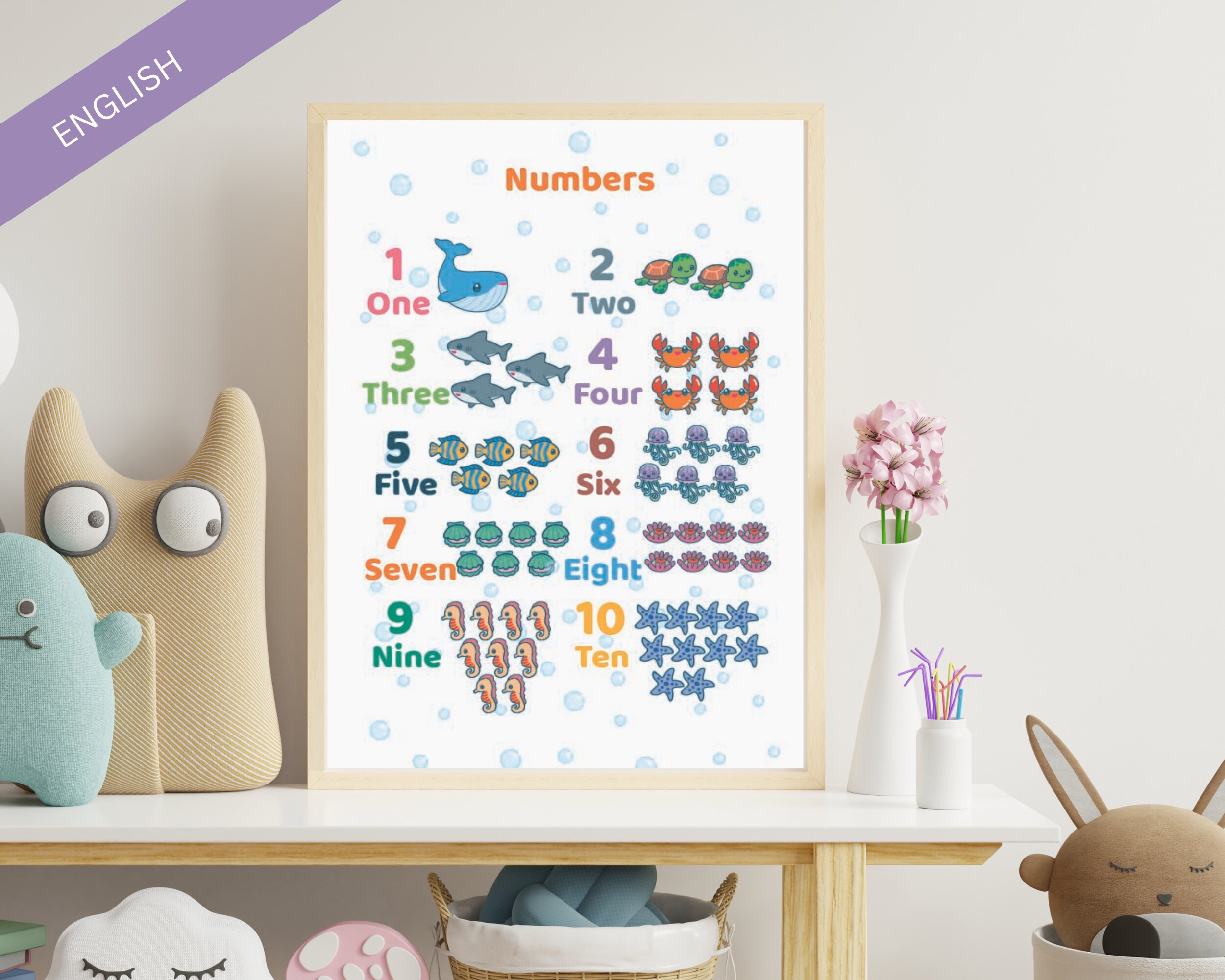 Under the Sea Alphabet and Number Poster, Ocean Themed Educational ...