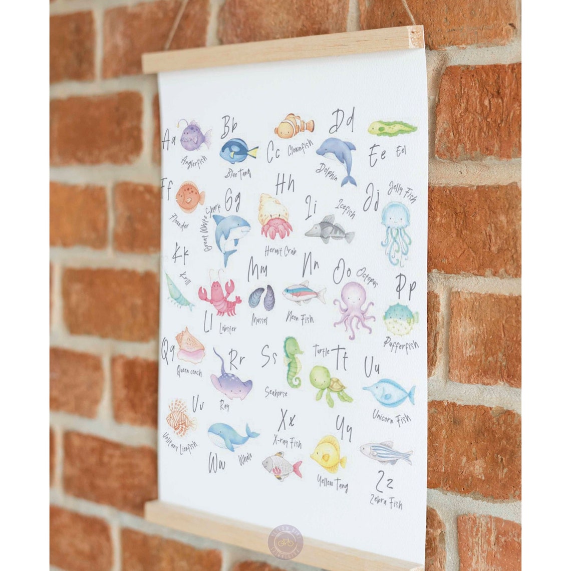 Ocean Themed Alphabet Poster, English Alphabet Print, Neutral ...
