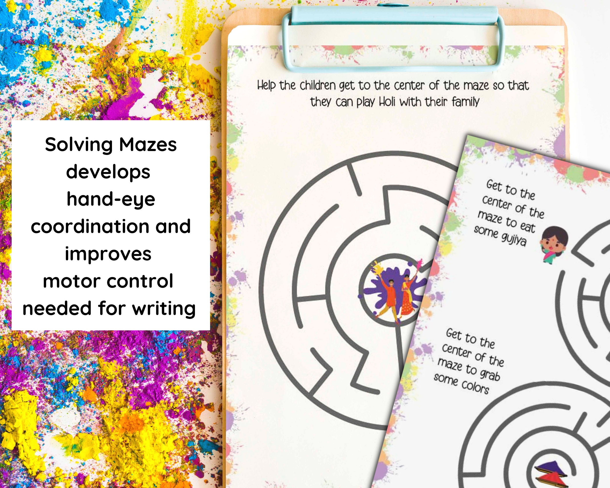 Holi Activity Bundle, Holi Coloring Pages, Printable Holi Themed ...