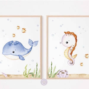 Under the Sea Nursery Prints, Nautical Ocean Animal Posters, Boy ...
