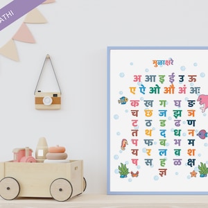 Marathi Alphabet and Number Posters for Playroom, Classroom, or ...