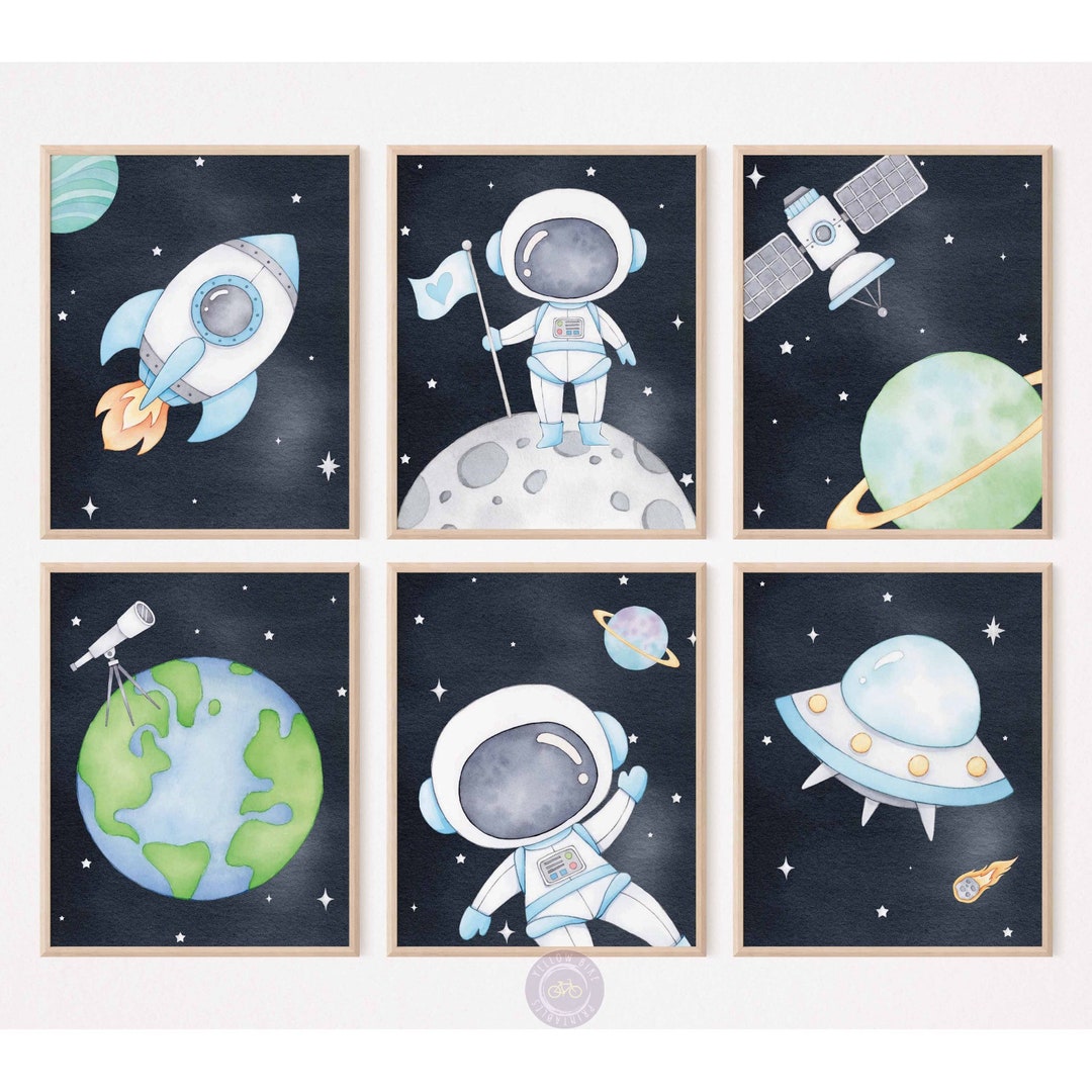 Space Nursery Prints, Outer Space Nursery Posters, Boy Astronaut Prints ...