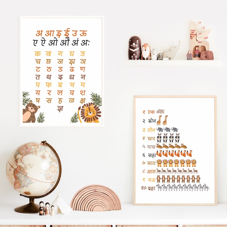 Buy Marathi Mulakshar Chart, Animal Themed Marathi Alphabet and Numbers ...