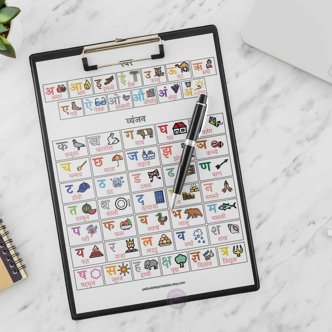 Hindi Alphabet Chart, Hindi Alphabet Poster for Kids, Colorful Hindi ...