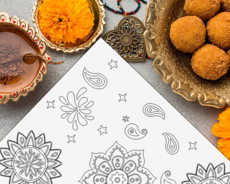 Diwali Coloring Pages Bundle, Printable Diwali Coloring Pages for Kids ...