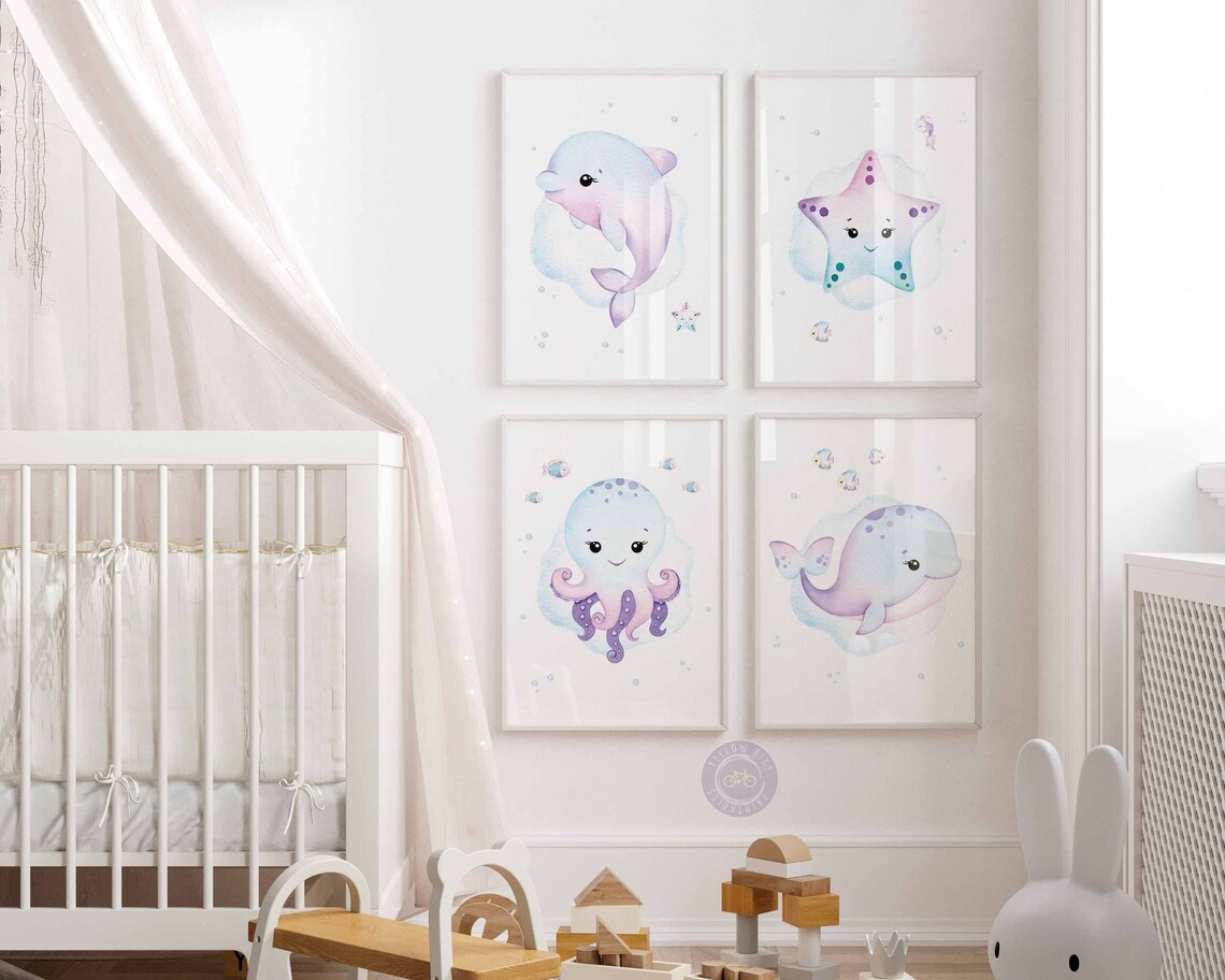Under the Sea Prints, Cute Ocean Animals, Nautical Undersea Posters ...