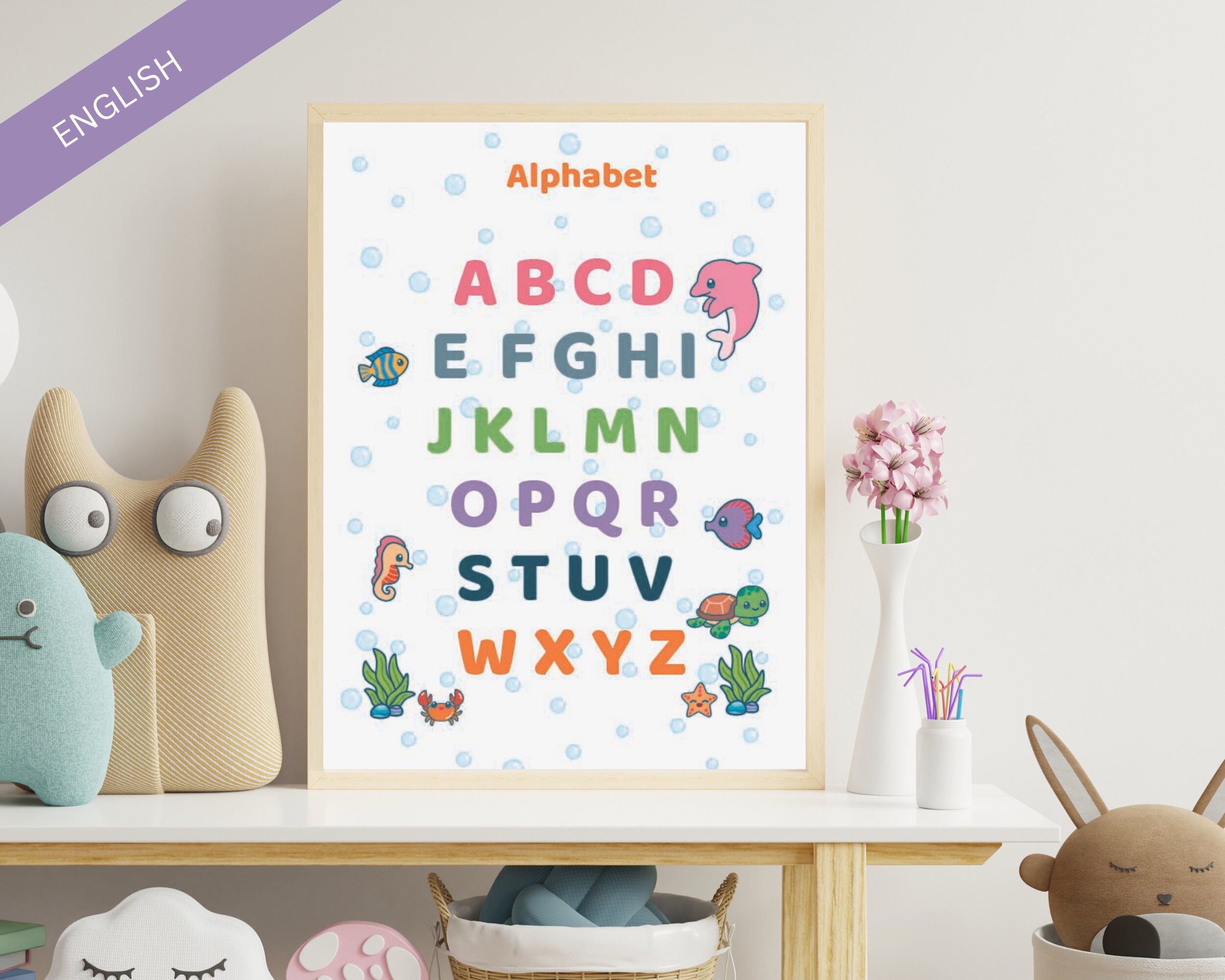 Under the Sea Alphabet and Number Poster, Ocean Themed Educational ...
