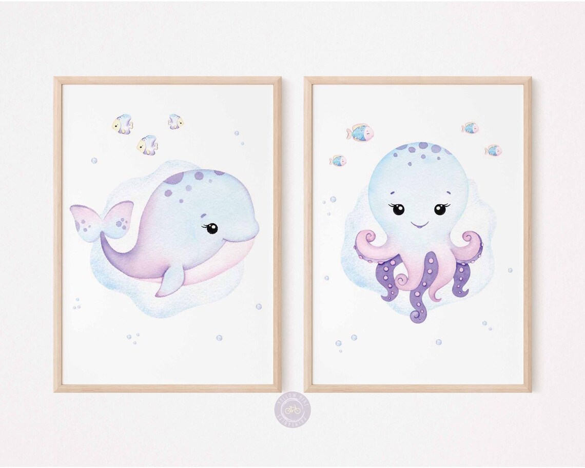 Under the Sea Prints, Cute Ocean Animals, Nautical Undersea Posters ...