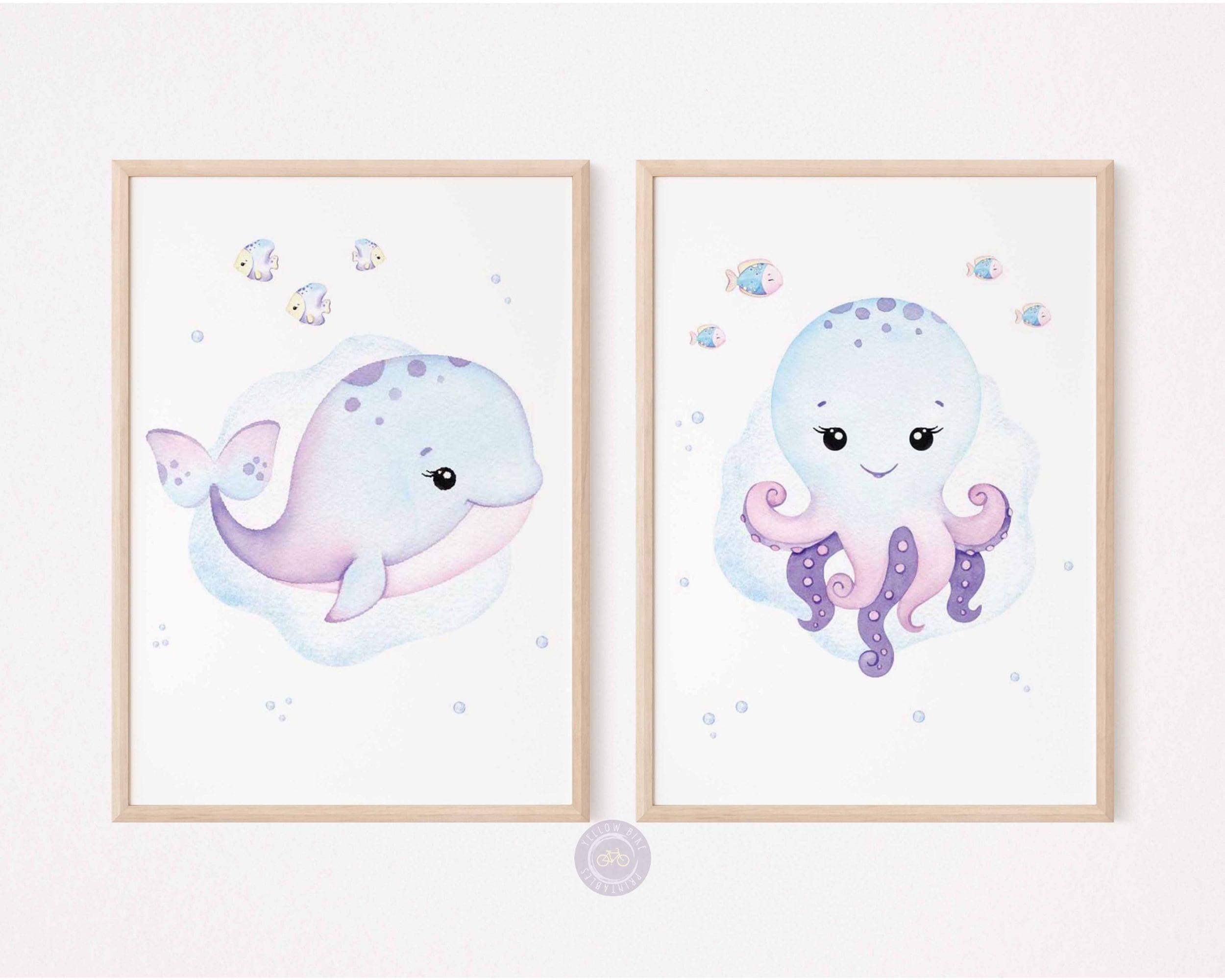 Under the Sea Prints, Cute Ocean Animals, Nautical Undersea Posters ...