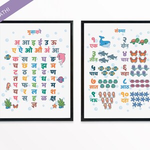 Marathi Alphabet and Number Posters for Playroom, Classroom, or ...