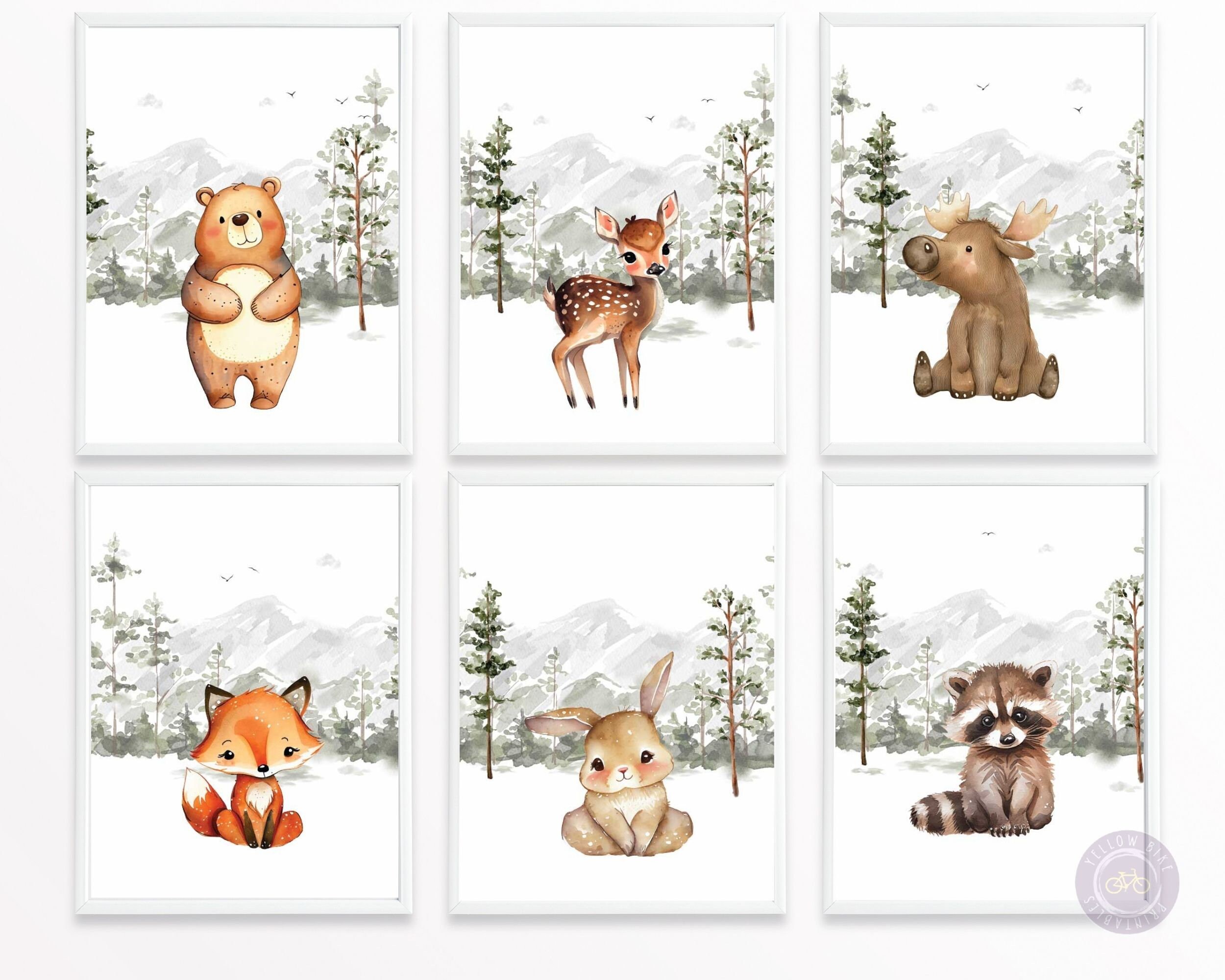 Forest Animal Posters, Woodland Animal Prints, Baby Boy Nursery Wall ...