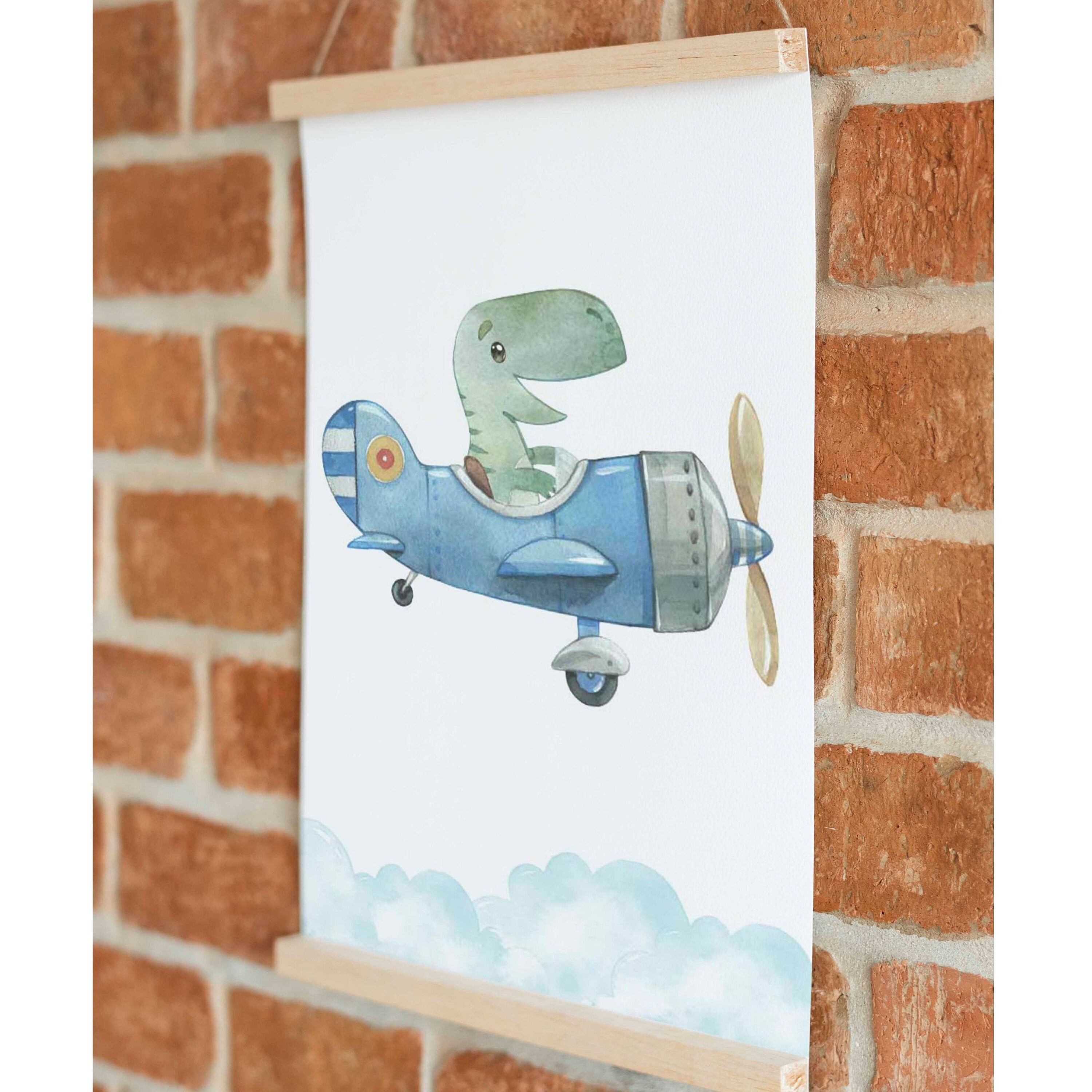 Dinosaur Print, Dino Poster, Dinosaur in Plane, Airplane Wall Art ...