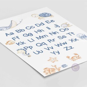 Under the Sea Alphabet and Number Posters for Blue Nursery, Playroom or ...