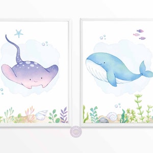 Under the Sea Nursery Prints, Nautical Ocean Animal Posters, Boy ...