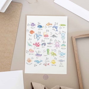 Ocean Themed Alphabet Poster, English Alphabet Print, Neutral ...