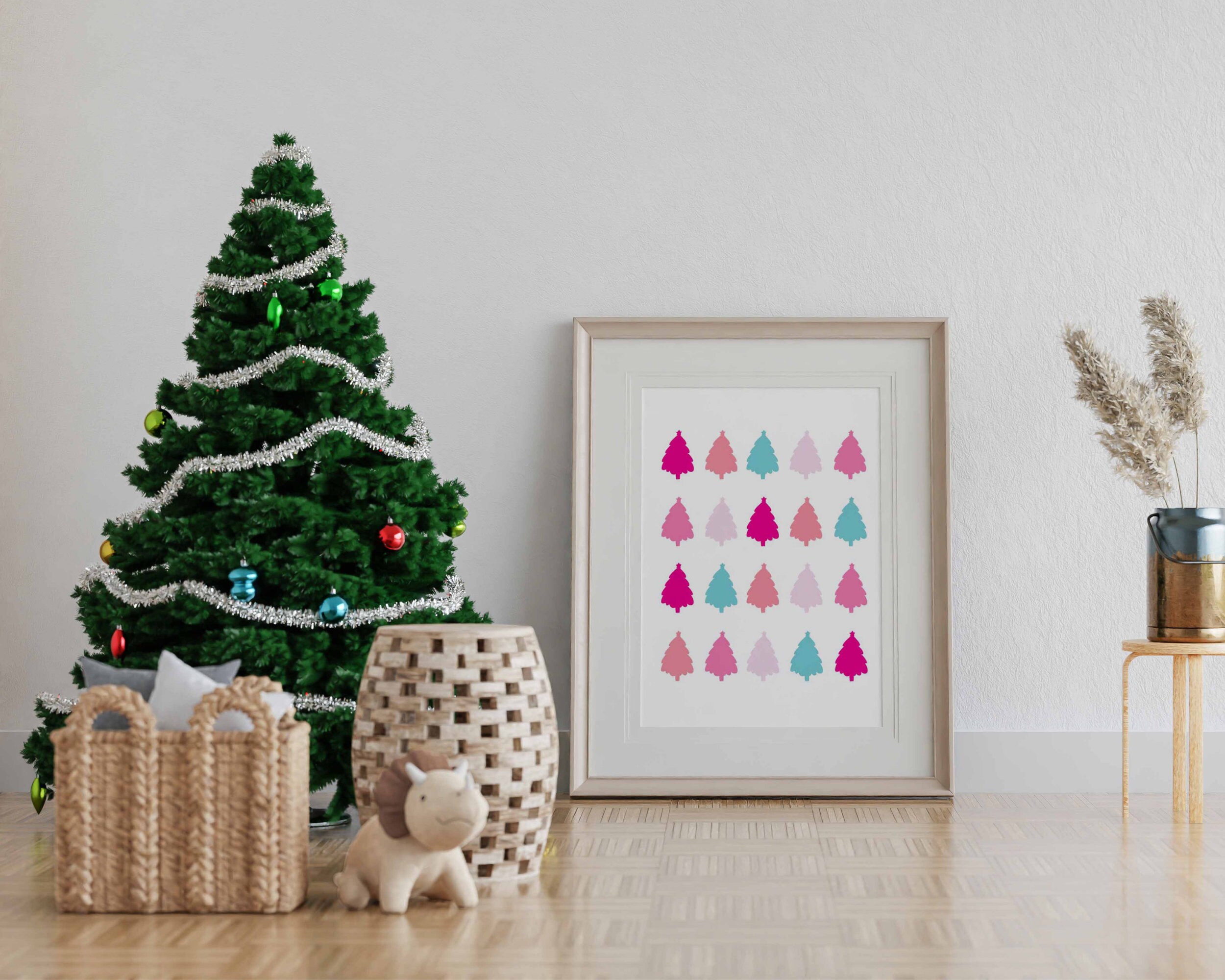 Cute Pink Christmas Decor, Pink Christmas Printable Wall Art, Set of 8 ...