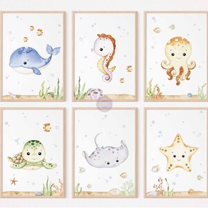 Under the Sea Nursery Prints, Nautical Ocean Animal Posters, Boy ...
