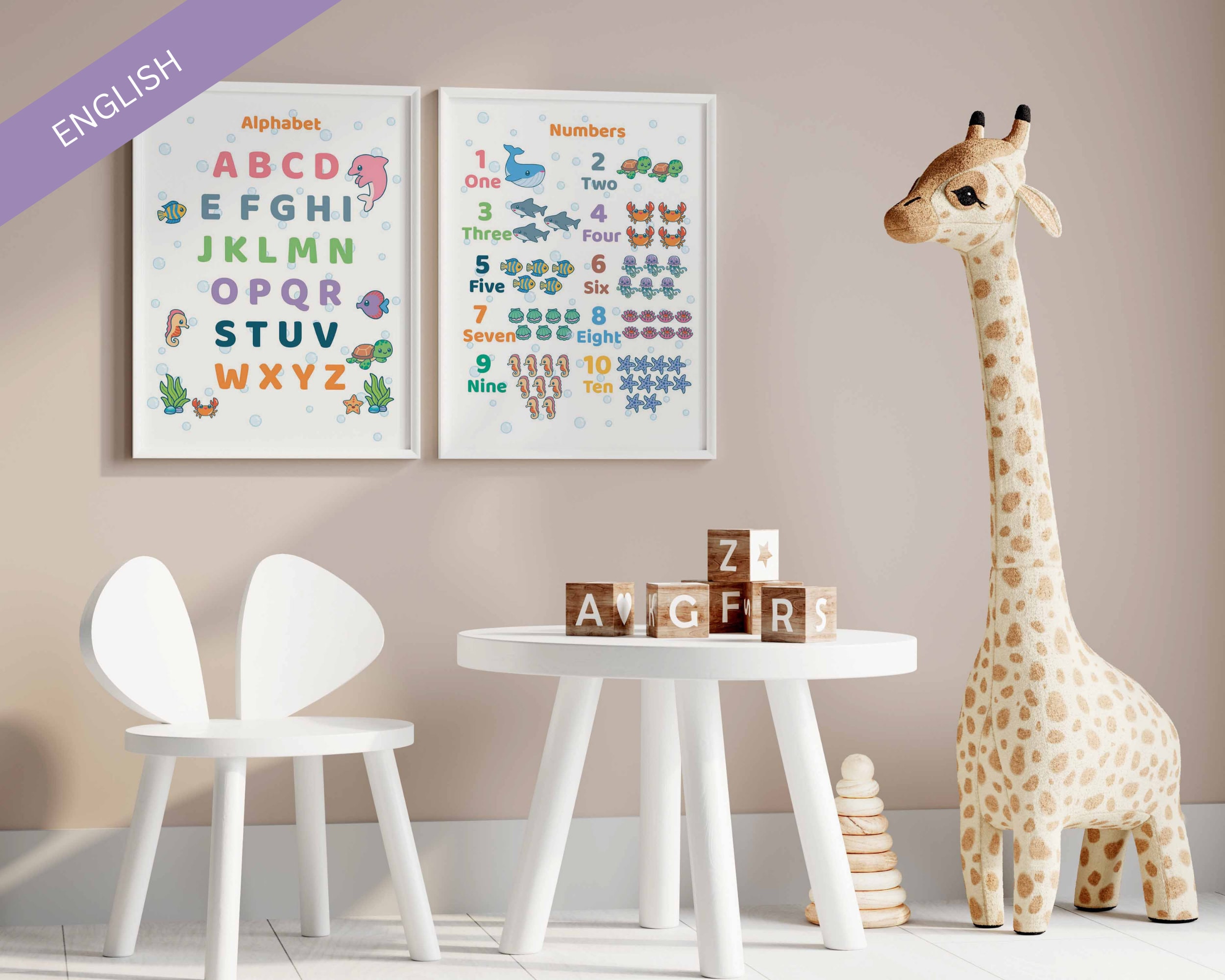 Under the Sea Alphabet and Number Poster, Ocean Themed Educational ...