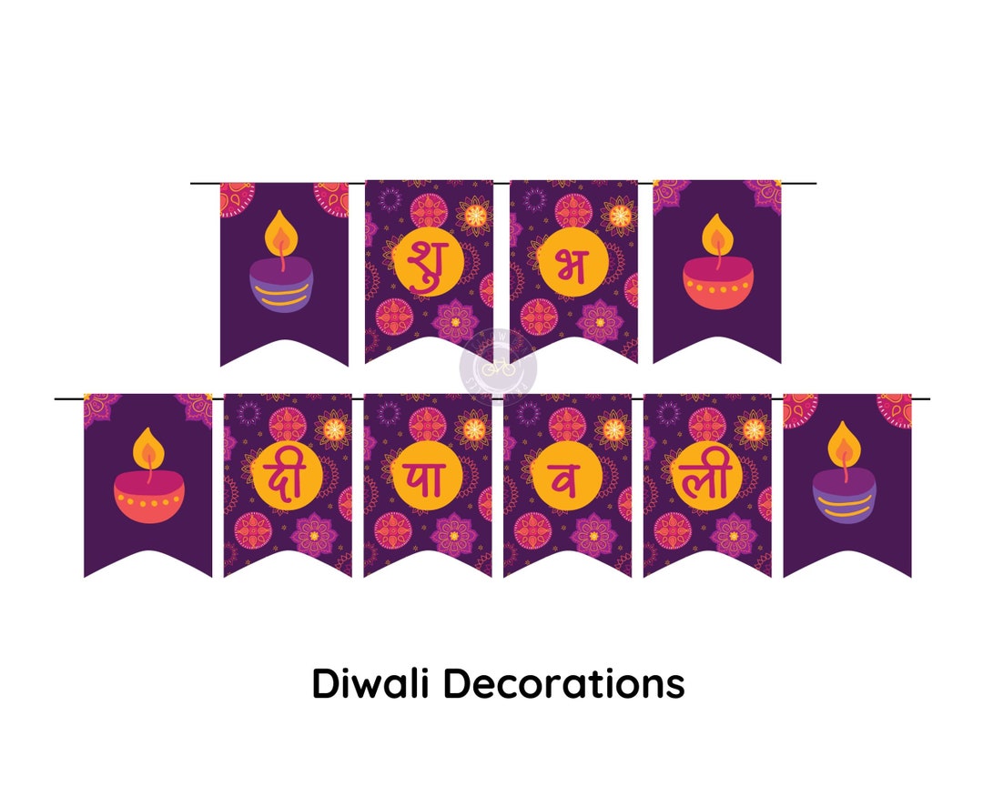 Printable Happy Diwali Banner, Diwali Decorations, Diwali Party Decor ...