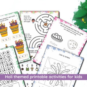 Holi Activity Bundle, Holi Coloring Pages, Printable Holi Themed ...
