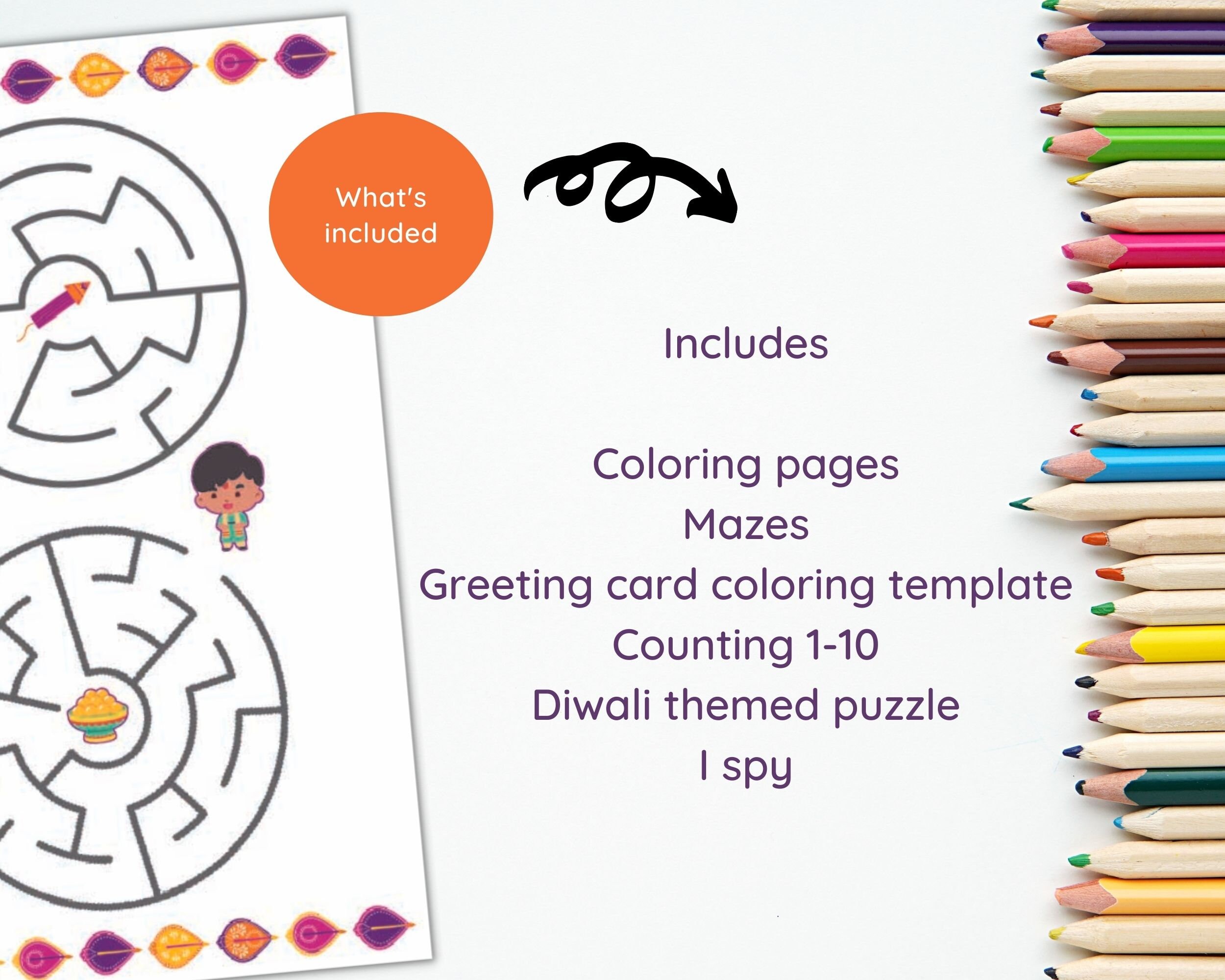 Diwali Printable Activity Bundle for Kids, Coloring Pages, Diwali ...