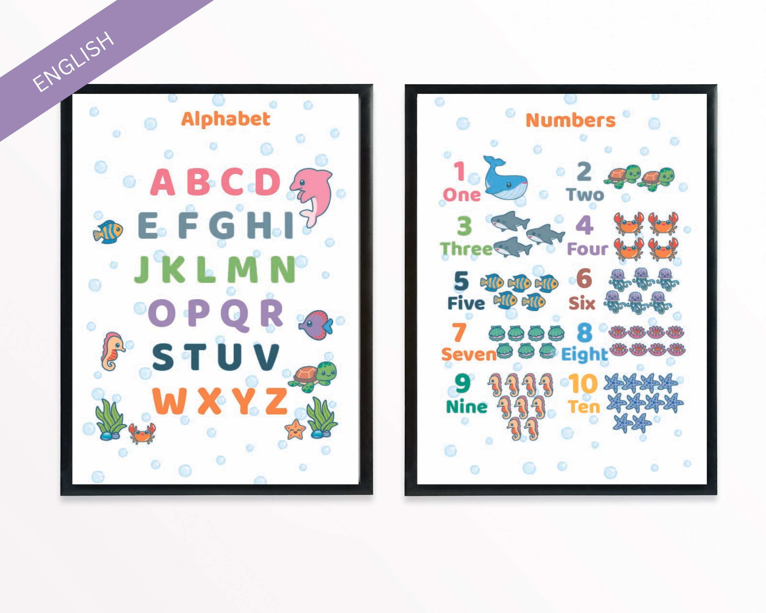 Under the Sea Alphabet and Number Poster, Ocean Themed Educational ...