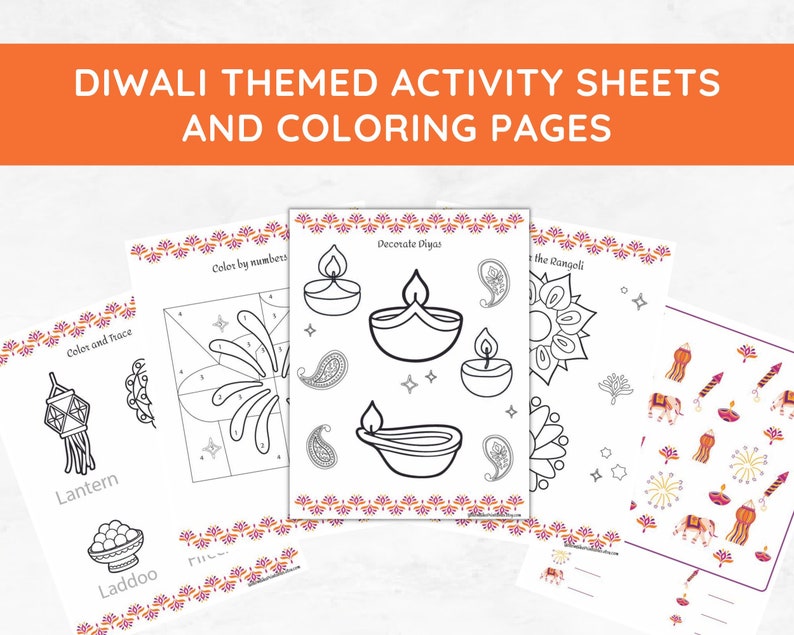 Diwali Printable Activity Bundle for Kids, Coloring Pages, Diwali ...
