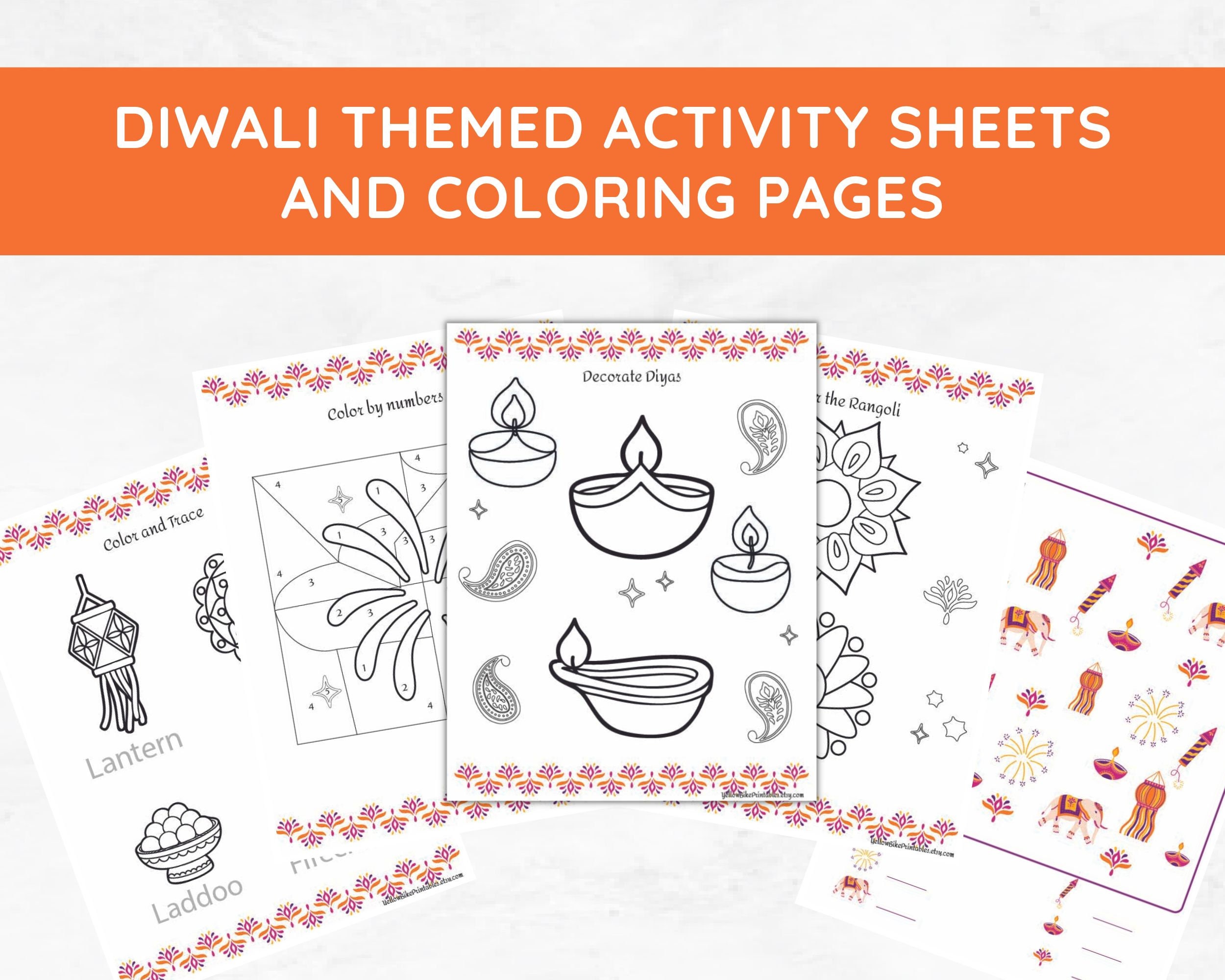 Diwali Printable Activity Bundle for Kids, Coloring Pages, Diwali ...