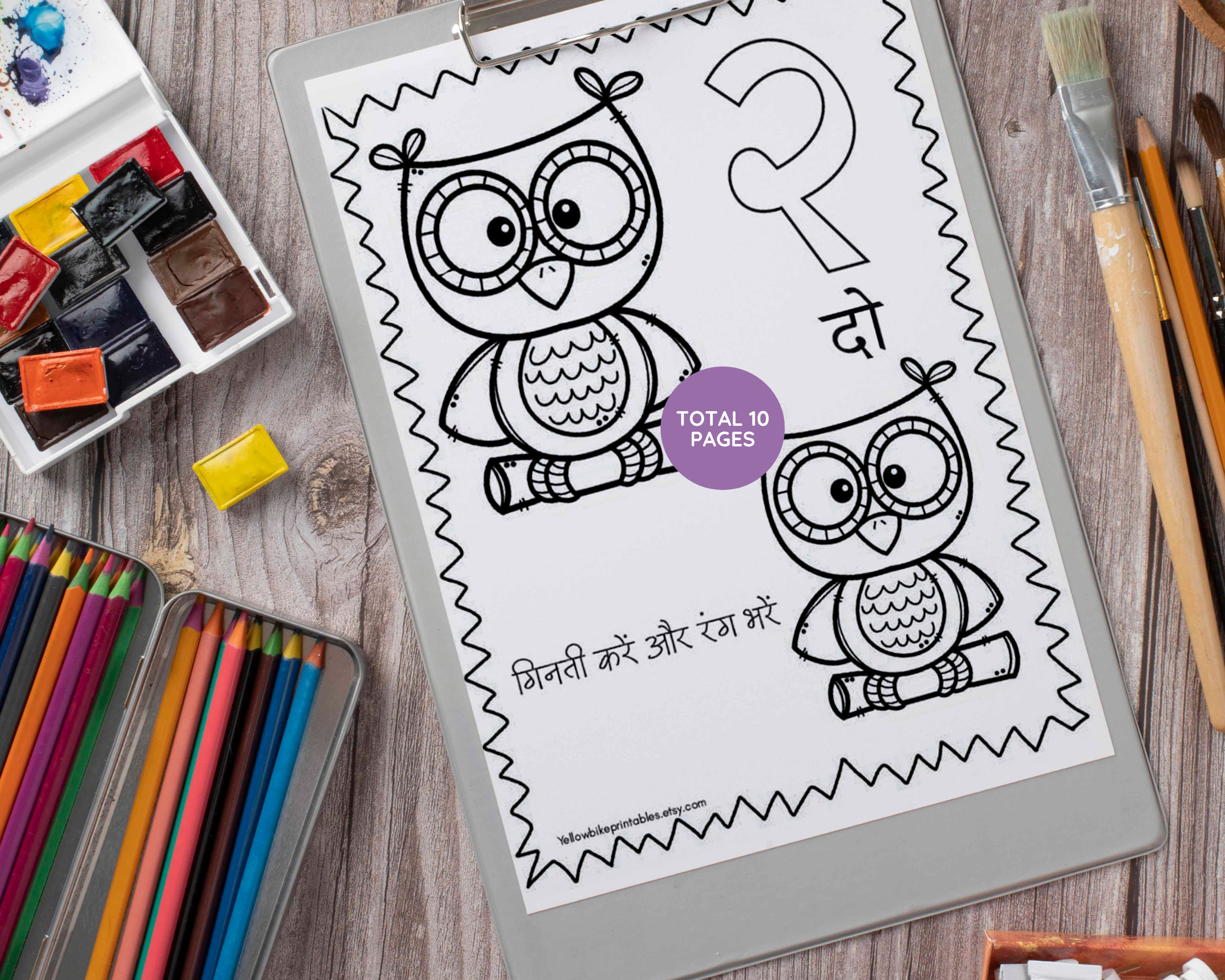 Hindi Numbers Printable Worksheets, Count and Color Activity Sheets ...
