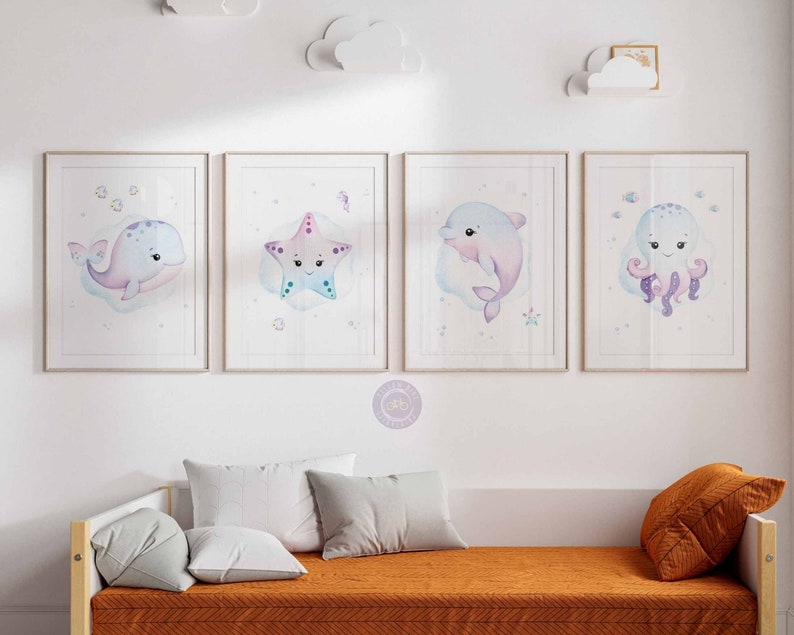 Under the Sea Prints, Cute Ocean Animals, Nautical Undersea Posters ...