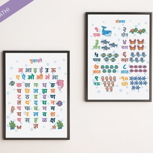 Marathi Alphabet and Number Posters for Playroom, Classroom, or ...